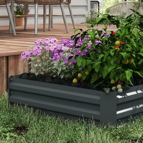 Outsunny 2-dílný vyvýšený záhon z oceli, studený rám pro rostliny, zahradní box na bylinky 100x100x30cm pro zahradu, balkon, terasu, záhon pro květin…