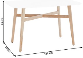 Kondela Jídelní stůl, bílá/přírodní, 120x80 cm, CYRUS 2 NEW