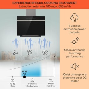 Klarstein Ava 60 Smart, digestoř, 60 cm, nástěnná, Wi-Fi, A++, 515 m³/h, dotykový displej