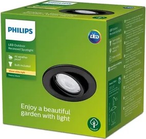 Philips Fresco černá / Venkovní zápustné svítidlo / GU10 / LED 4,6W /