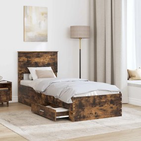Rám postele Uzený dub a stříbrná 75 x 190 cm Kompozitní dřevo 3410962