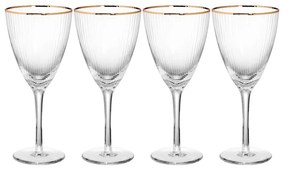 GOLDEN TWENTIES Sada sklenic na víno se zlatým okrajem 280 ml 4 ks