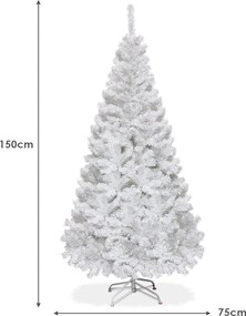 Costway Christmas Tree Umělý vánoční stromek s kovovým stojanem 150-240 – bílý