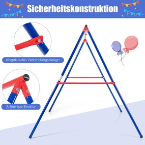 Costway Robustní kovová houpačka Rám zahradní houpačka A-frame červená +, modrý