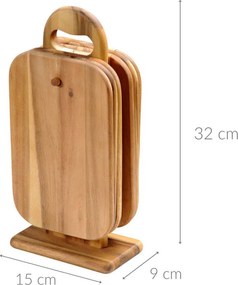 Akátové krájecí prkénka se stojanem, 6 ks, Kesper