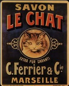 Plechová cedule Savon Le chat