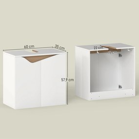 HOMCOM skříňka pod umyvadlo, 2 dveře s měkkým dovíráním, moderní, 60 × 35 × 57,9 cm, bílá s dekorem přírodního dřeva