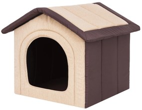 HobbyDog Pelíšek pro psa Bouda - hnědá s béžovou VELIKOST: R3 - 52 x 46 x 53 cm