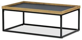 AUTRONIC Stůl konferenční, MDF deska šedá s dekorativní hranou divoký dub, černý kov. CT-613 OAK