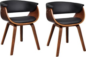 vidaXL Jídelní židle 2 ks ohýbané dřevo a textil [270546] Barva: černá a tmavě hnědá