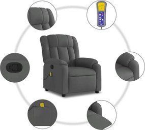 Masážní křeslo s polohovacím mechanismem, tmavě šedé, látkové 3205777
