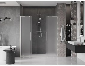 Mexen Velar L Duo, posuvné sprchové dveře do otvoru 170 cm, 8mm sklo námraza, broušená ocel, 871-170-003-32-97
