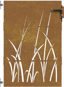 Zahradní branka 85 x 150 cm z cortenové oceli, design s trávou 153223