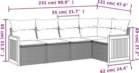 5dílná zahradní sedací souprava s poduškami šedá polyratan 3260030