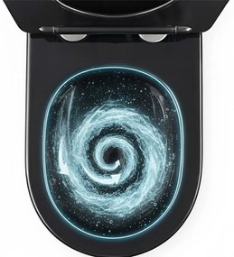 Rea Carlo Mini, závěsná WC mísa Tornado 490x360x370 mm, černá-zlatá strukturovaná, REA-C4330