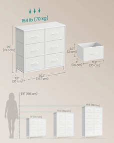 Komoda s látkovými zásuvkami Dopi 76,7 cm bílá