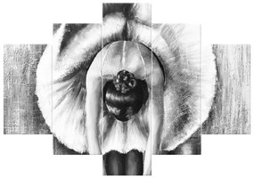 Gario Ručně malovaný obraz Šedá rozcvička baletky - 5 dílný Rozměry: 100 x 70 cm