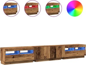 TV stolek s LED old wood 260x35x40 cm kompozitní dřevo 3329167