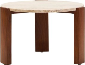 Hnědý/ve světle přírodní barvě kulatý konferenční stolek s mramorovou deskou ø 60 cm Palermo – Premier Housewares