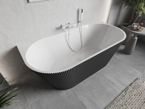 Mexen Oris, volně stojící rýhovaná vana 150 x 75 cm, bílá-šedá, przelew biały- 52871507562-20