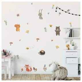 Sada nástěnných dětských samolepek Ambiance Funny Scandinavian Animals