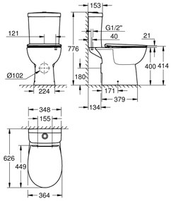 GROHE 39942000 - WC kombi sada BAU CERAMIC keramika/bílá