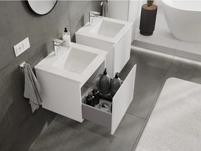 Mexen Rivel, koupelnová skříňka 50 cm s umyvadlem Otis, 1 zásuvka, drážkovaná, bílá matná, 91A20-05047-1-BF01-W18M01