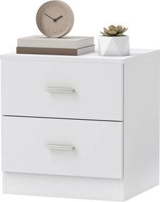 HOMCOM Moderní Noční Stolek s 2 Zásuvkami, Stolek do Obývacího Pokoje a Ložnice, Nosnost 30 kg, 45x39,5x49 cm, Bílý