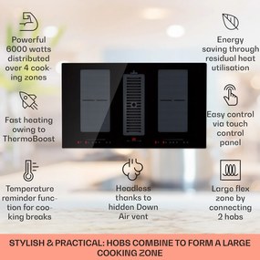 Klarstein Full House Down Air System, indukční varná deska, zabudovaná digestoř, 477 m³/h, energetická třída A
