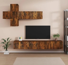 vidaXL 7dílný set TV skříněk kompozitní dřevo [3114520] Barva: kouřový dub