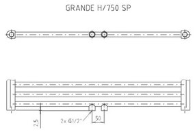 EBS GRANDE G7597RBSP Radiátor 75x97 rovný, středové připojení, černý samet S_G7597RBSP