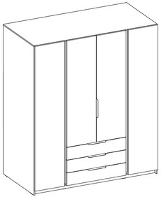 Šatní skříň KAJA 4F 3S | 200 cm | bez zrcadla | VYSOKÁ | evoke