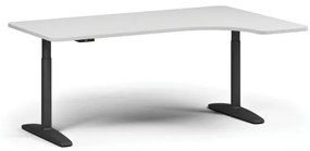 Výškově nastavitelný stůl OBOL, elektrický, 675-1325 mm, levý/pravý, deska 1800x1200 mm, černá zaoblená podnož, bílá