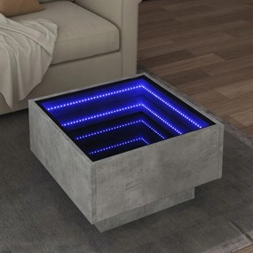 Fionshop 263771384 Konferenční stolek s Led betonově šedý 50 x 50 x 30 cm