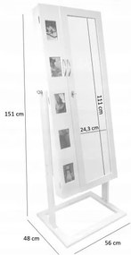 Cinque Skříňka na šperky se zrcadlem Bílá 151 x 48 x 56 cm