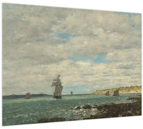 Skleněný obraz - Eugène Boudin, Coast of Brittany, reprodukce (70x50 cm)