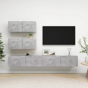 4dílný set TV skříněk betonově šedý kompozitní dřevo 3079131
