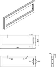 Sapho podpěrná konzole lakovaná ocel 490 x 150 x 20 mm černá mat 1 ks 30360