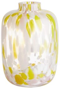 Butlers CONFETTI Váza skleněná 18 cm - bílá/žlutá