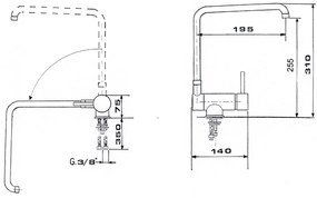 Sapho Sapho, RHAPSODY stojánková dřezová baterie sklopná pod okno, chromová, 5507S