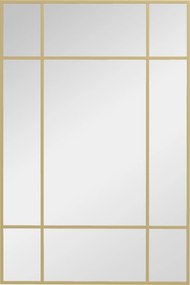 HOMCOM Obdélníkové Nástěnné Zrcadlo 90x60 cm se Zlatým Kovovým Rámem - Dekorativní Zrcadlo do Obývacího Pokoje, Ložnice a Předsíně