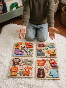 Sinsay - Dřevěné puzzle s motivem zvířat 5 ks - vícebarevná