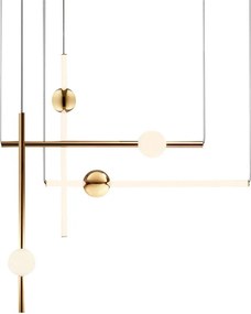Toolight - LED stropní lampa závěsná 60cm 12W APP476-CP, bílá-zlatá, OSW-00608