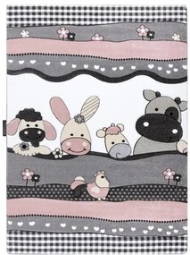 Dywany Łuszczów Dětský kusový koberec Petit Farm animals pink ROZMĚR: 140x190