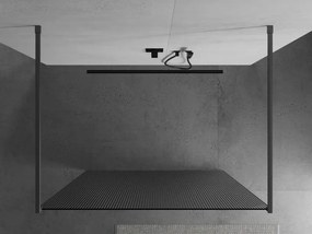 Mexen Kioto, sprchová zástěna Walk-In 100 x 200 cm, 8mm sklo s žebrovým vzorem, grafitový profil, 800-100-002-95-09