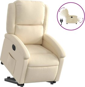 Elektrické zvedací polohovací křeslo krémové textil 3204197