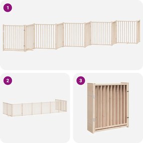 Zábrana pro psy s dvířky skládací 10 panelů 800 cm topol 3155727