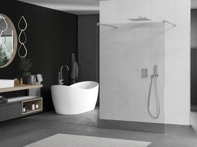 Mexen Kioto, sprchová zástěna Walk-In 110 x 200 cm, 8mm čiré sklo, broušená ocel profil, 800-110-002-97-00