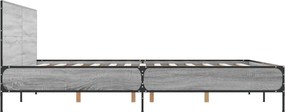 Rám postele šedý sonoma 135 x 190 cm kompozitní dřevo a kov 3280030
