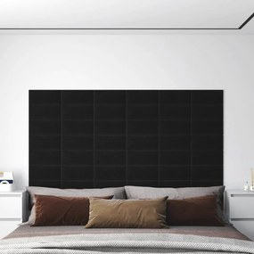Nástěnné panely 12 ks černé 30 x 15 cm textil 0,54 m²